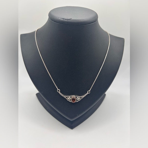 Jewelry | Vintage Sterling Silver Amber Bar Necklace | Poshmark